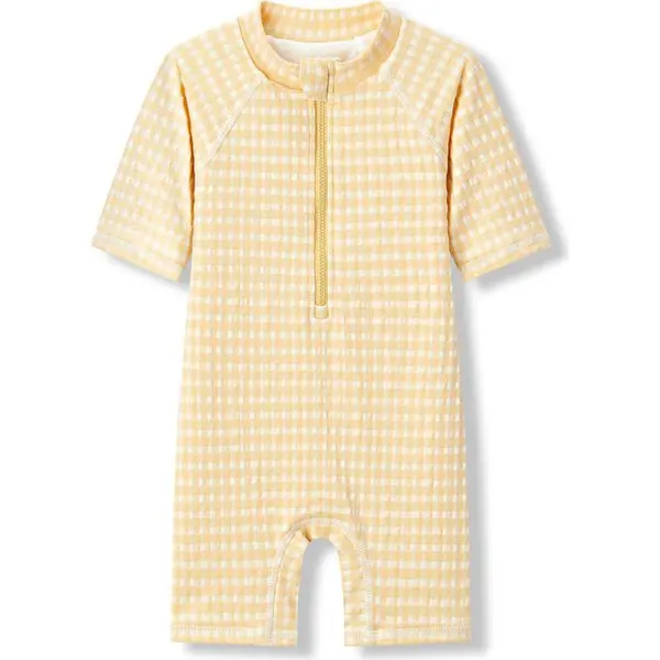 MILKBARN Zipper Shortall Swimsuit - Yellow Gingham 